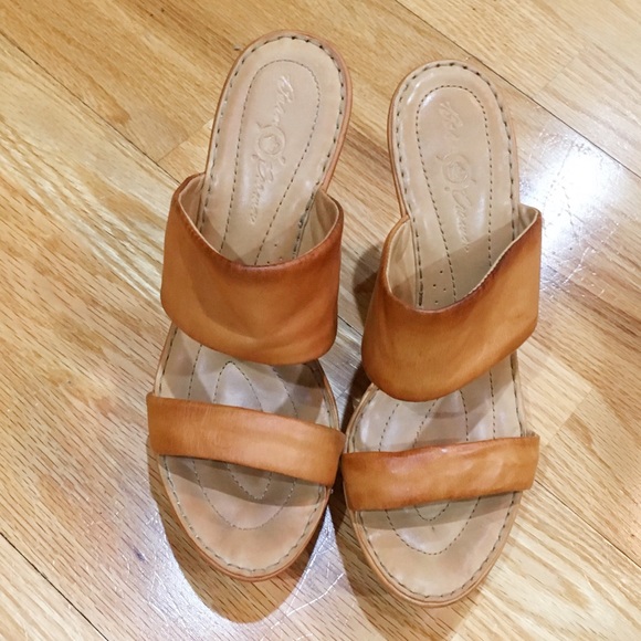 Crown | Shoes | Rare Crown By Born Leather Heeled Slide Sandals | Poshmark
